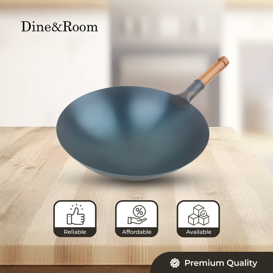 Jual HK CARBON STEEL WOK / CHINESE WOK WITH HANDLE / WAJAN KUALI ...