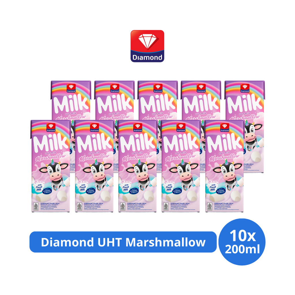 Jual Diamond Milk Susu UHT Marshmallow 200ml x 10 pcs | Shopee Indonesia