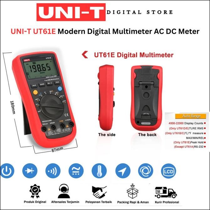 Jual Jual! Uni-T Ut61E Modern Digital Multimeter Ac Dc Meter Sku 2.002.0188 | Shopee Indonesia
