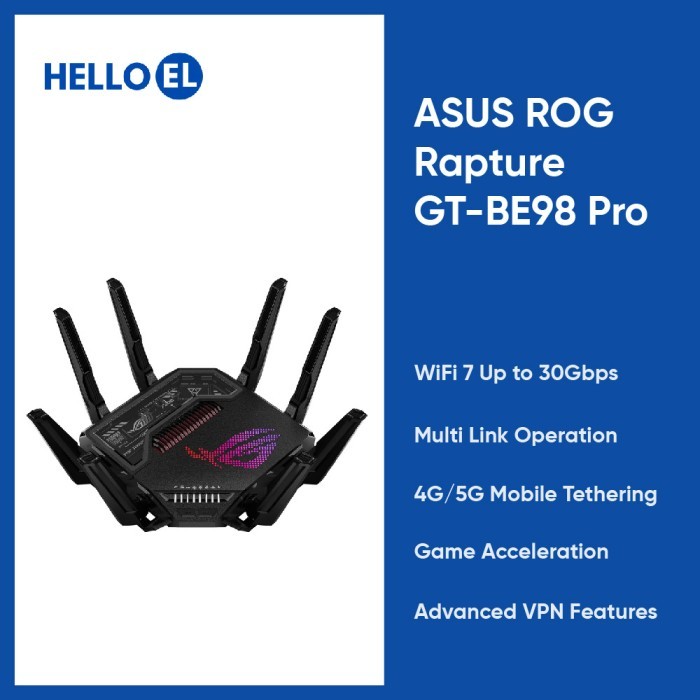 Jual ASUS ROG Rapture GT-BE98 PRO Quad Band WiFi 7 320MHz 30Gbps Router ...