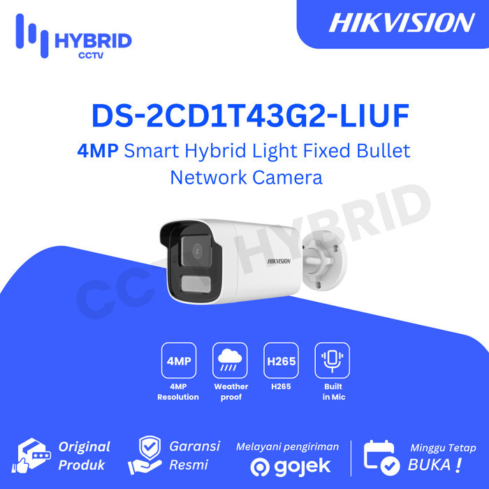 Jual Hikvision DS-2CD1T43G2-LIUF 4MP Smart Hybrid Light Fixed Bullet Network Camera | Shopee ...