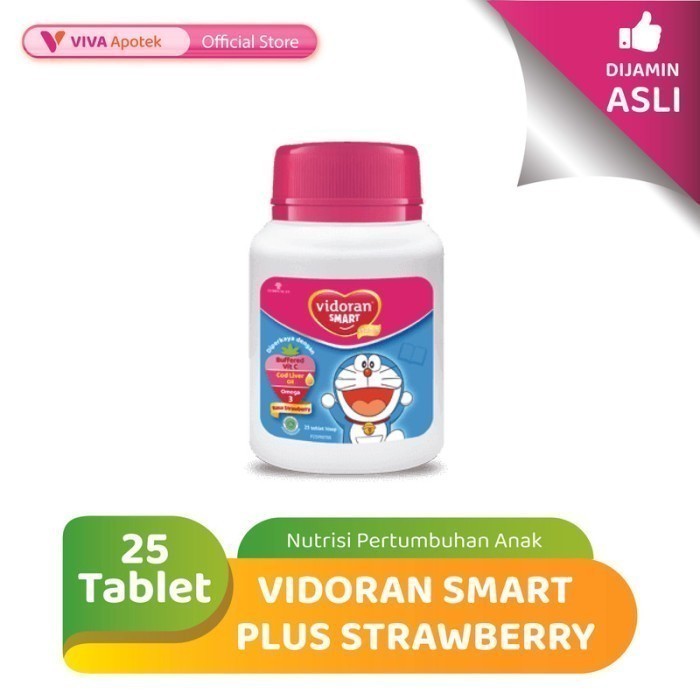 Jual Vidoran Smart Plus Strawberry Nutrisi Pertumbuhan Anak (25 Tablet ...