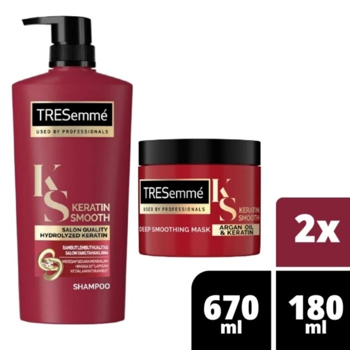 Jual Tresemme keratin smooth shampoo 670 ml + Hair Mask 180 ml | Shopee ...