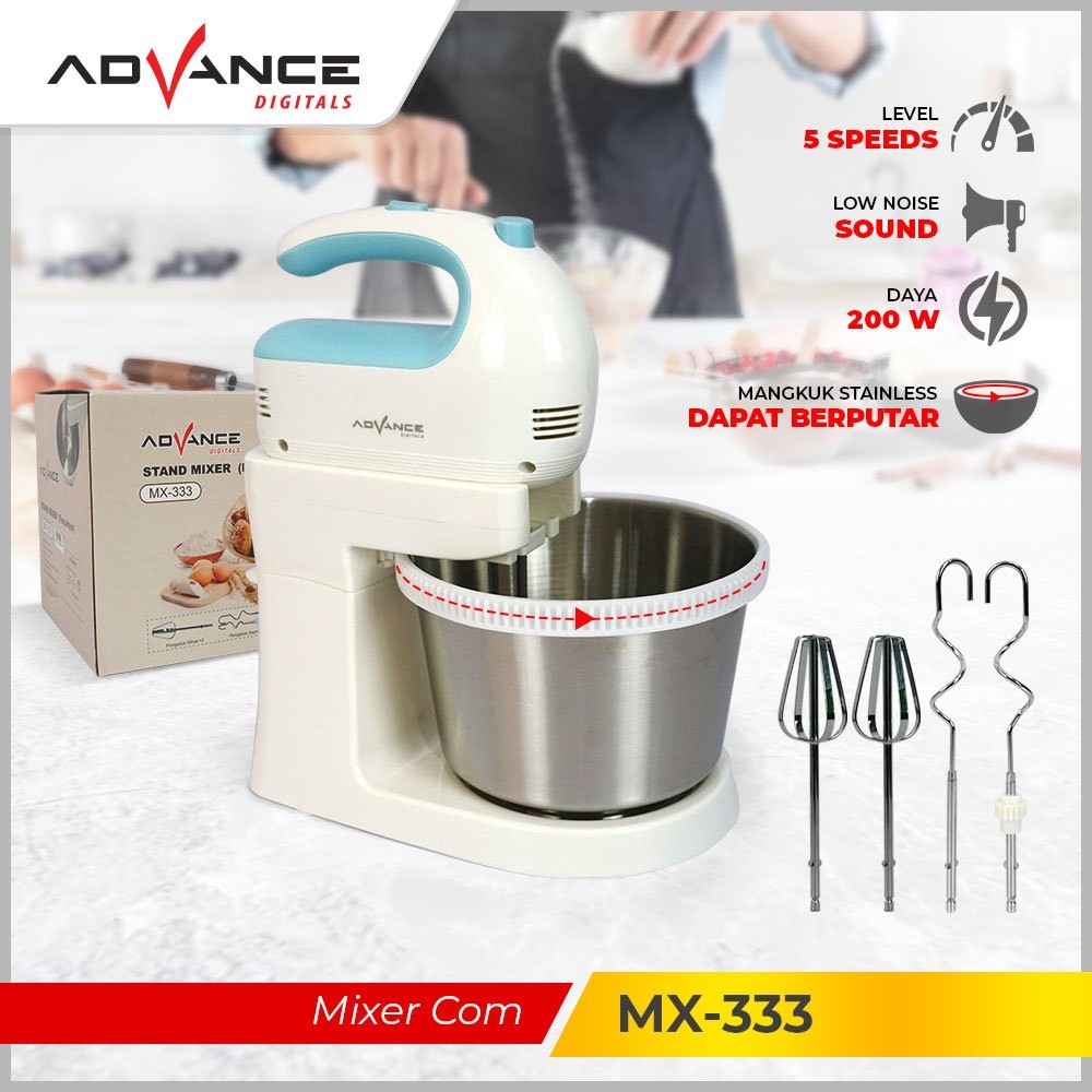 Jual Stand Mixer Advance MX333 2in1 200 Watt 2 Liter FREE 2 Pengocok ...