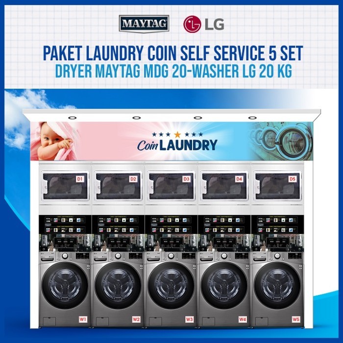 Jual MESIN LAUNDRY COIN MAYTAG 15 KG DAN LG 20 KG, PAKET LAUNDRY COIN 5 ...