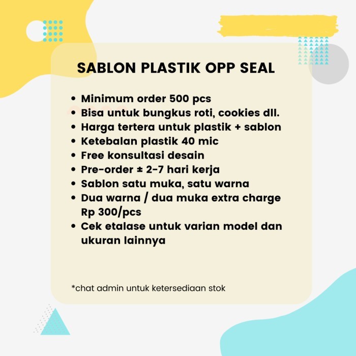 Jual Plastik OPP Seal 15x18 Custom Sablon, Bungkus Makanan Roti Kue ...