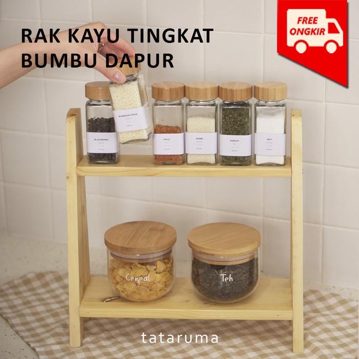 Jual Pero - Rak Kayu Tingkat Display Bumbu Dapur Minimalis Estetik ...