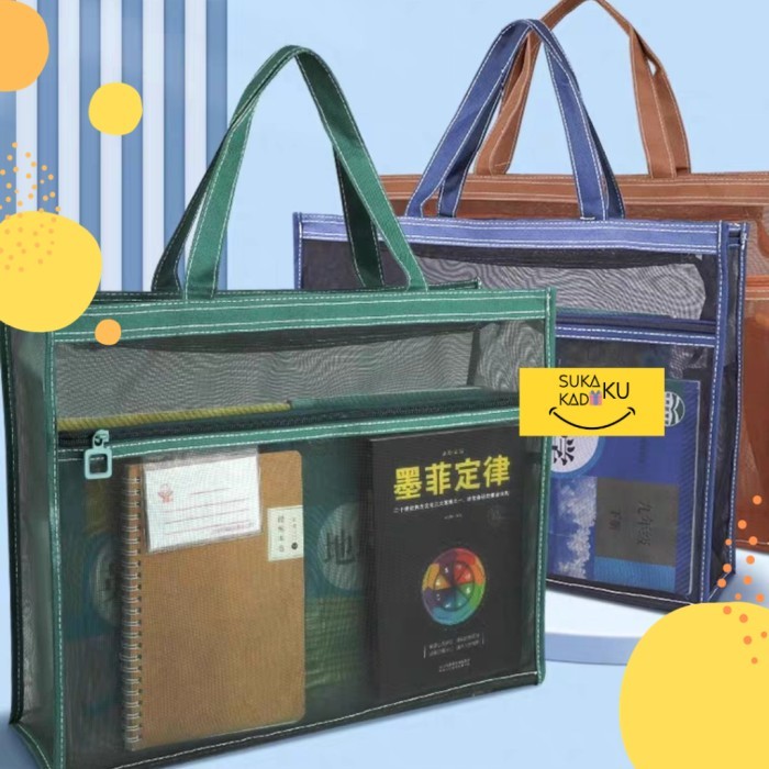 Jual Tas zipper bag Mesh Bag document map organizer dokumen map tempat ...