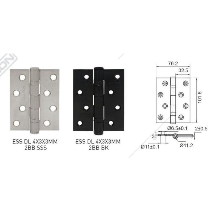 Jual [ Rd ] Deluxe Hinge Dekkson Ess Dl 4X3X3Mm 2Bb Sss Sus304 4 Inch ...