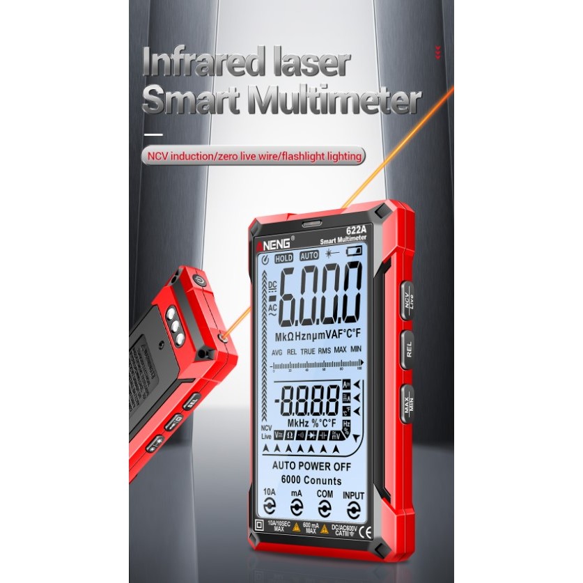 Jual Smart Digital Multimeter Tester Infrared Laser - 622A - Hitam ...