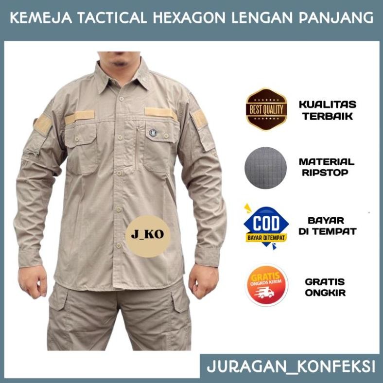 Jual Tinos Kemeja Tactical Lapangan Pdl Hexagon Lengan Panjang Baju Tactical Lapangan Pdl ...