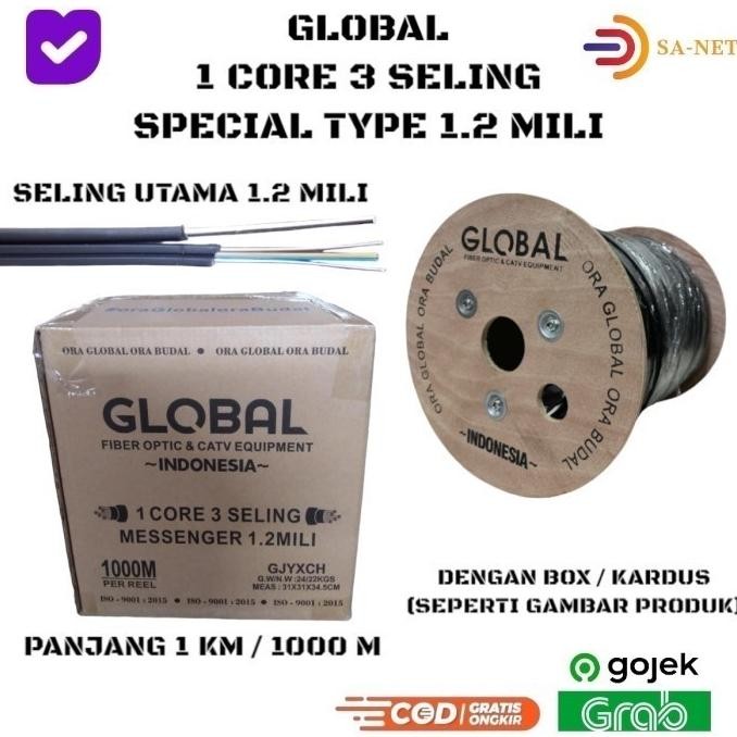 Jual GLOBAL 1 CORE 3 SELING 1000M / 1KM - DROPCORE KABEL FO FIBER OPTIC ...