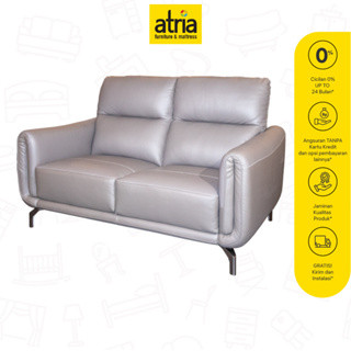 Jual Atria Brian Sofa 2 Seater Half Leather Grey | Shopee Indonesia