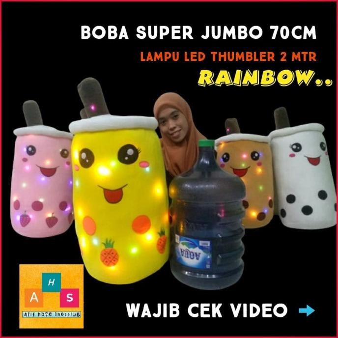 Jual Boneka boba LED nyala boba brown sugar milk tea super jumbo 70cm ...