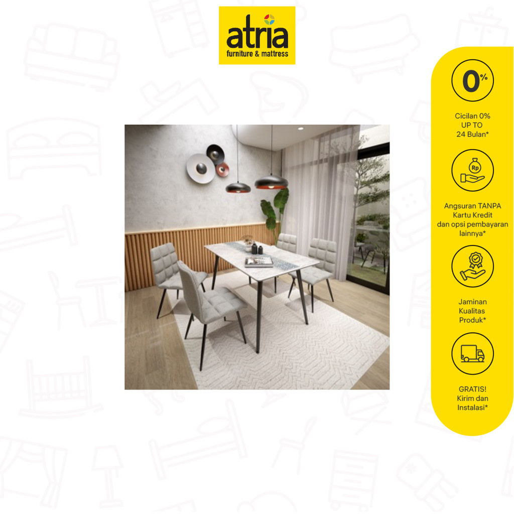 Jual Atria Meja Makan Set Abu-Abu Sano Dining Table Sania Dining Chair ...