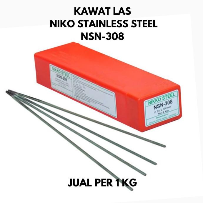 Jual Per 1 kg Kawat Las Niko Diameter 3.2 mm NSN 308 Austentic Elektroda Stainless Steel Anti ...
