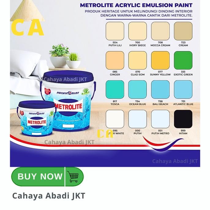 Jual CAT TEMBOK METROLITE PUTIH 16LITER PACIFIC PAINT. | Shopee Indonesia