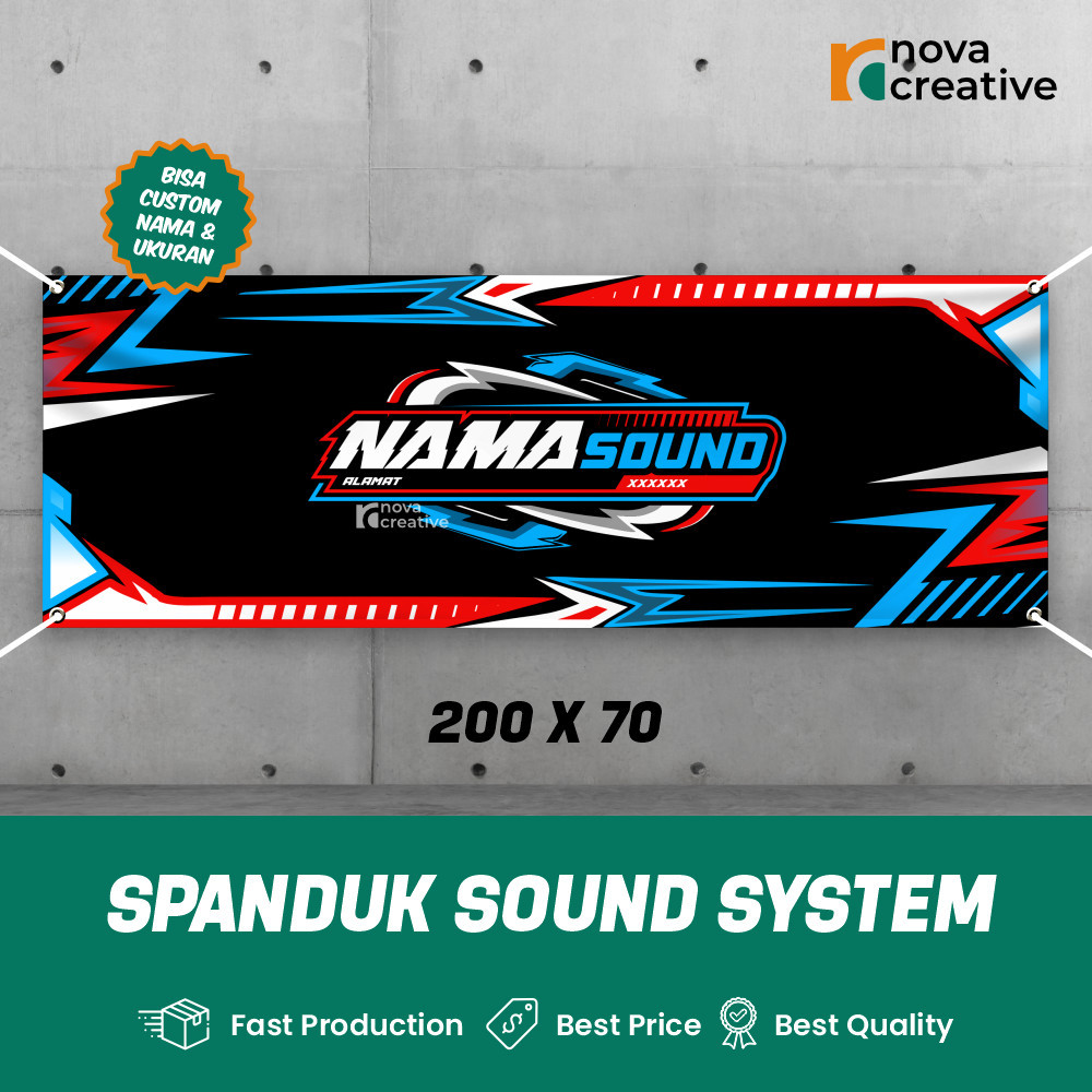 Jual Cetak Banner Jaring Logo Audio Sound System Banner Lubang Free ...