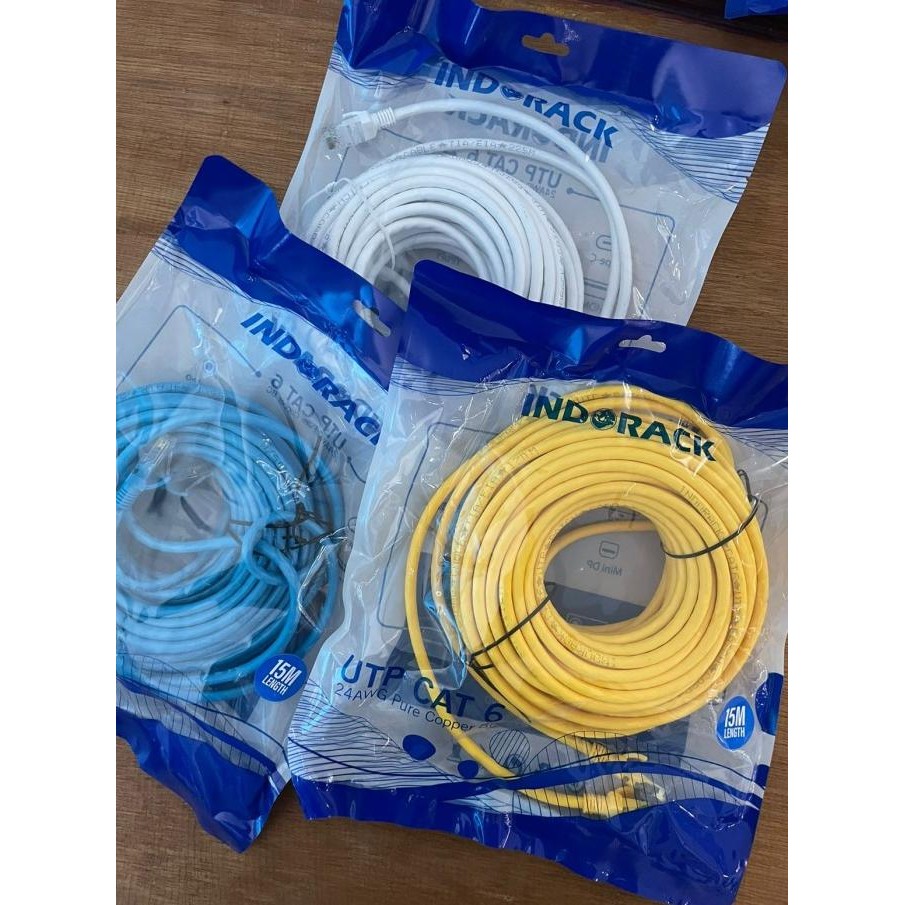 Jual HARGA DISC - INDORACK PATCH CORD UTP CAT 6 - 15 METER KABEL LAN ...