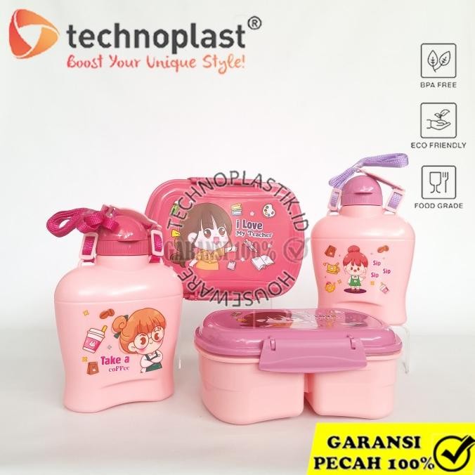 Jual TECHNOPLAST PAKET HEMAT MEALTIME MAGIC LUNCH BOX 800ML DAN BOTOL MINUM 630 ML 2311T ...