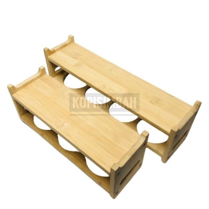 Jual Stand Rak Botol Kayu Multifungsi Tempat Syrup Saos Minyak Wooden ...
