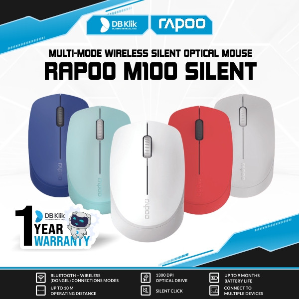 Jual Rapoo Mouse M100 1300Dpi Dualmode Wireless 2,4Ghz Bluetooth 4.0 ...