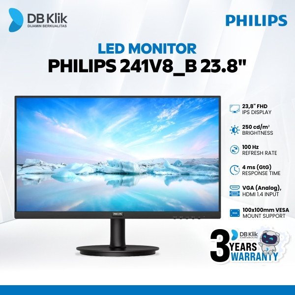 Jual Philips Led Monitor 241V8_B 23.8" 100Hz Fhd Hdmi Vga - 241V8B/70 ...