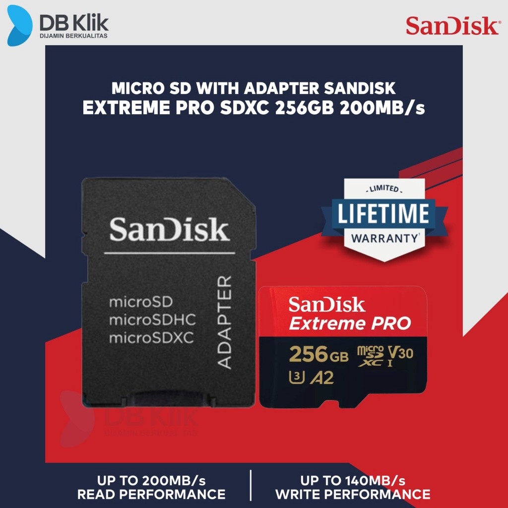 Jual Sandisk Micro Sd Extreme Pro Sdxc 256Gb 200Mb/S A2 V30 With ...