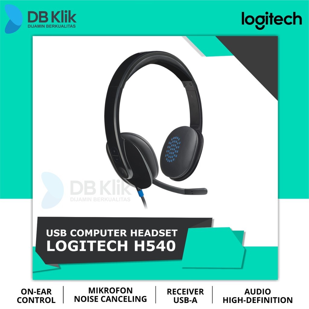 Jual Logitech H540 Headset Wirred Built in Microphone Noise Canceling ...