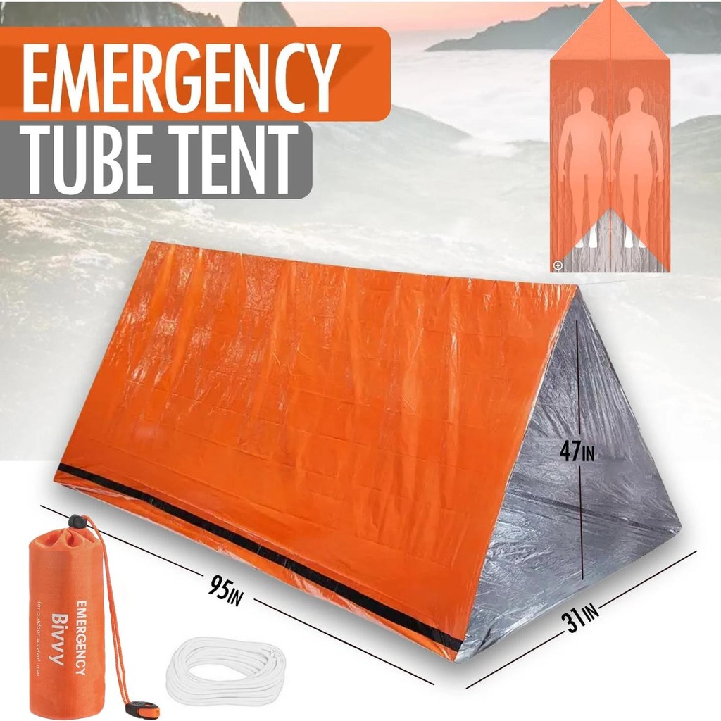 Jual 2 person emergency shelter bivy survival tent kit mylar tube tent ...