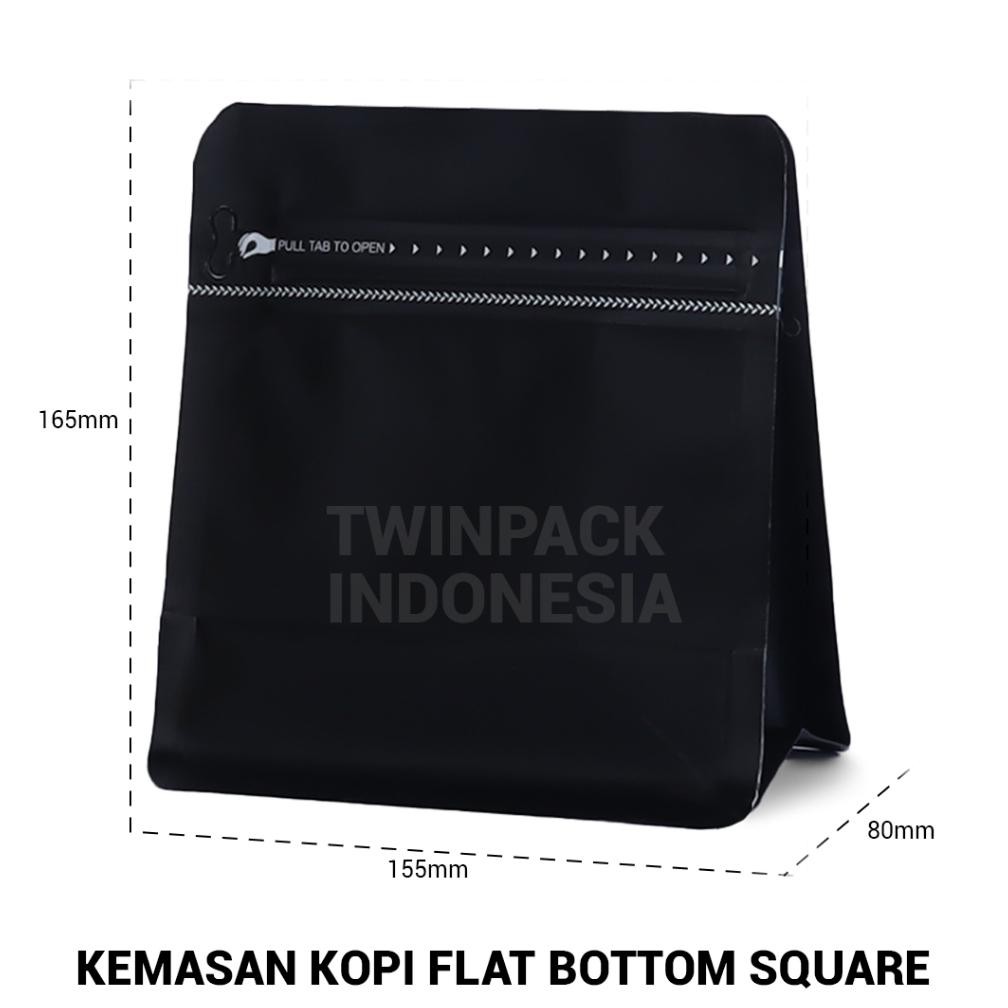 Jual PENAWARAN TERBATAS Kemasan Kopi 200 - 250 Gram Ziplock Flat Bottom Square Wide | Valve ...