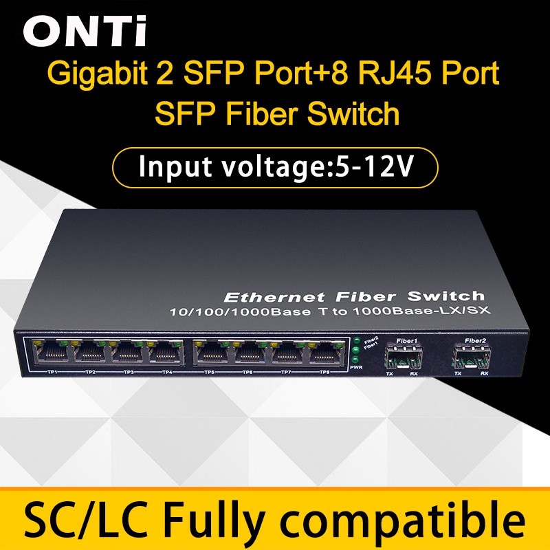 Jual ONTi 8 Port Gigabit Switch 1000mbps 2 Port Fiber Dan 8 Port RJ45 ...