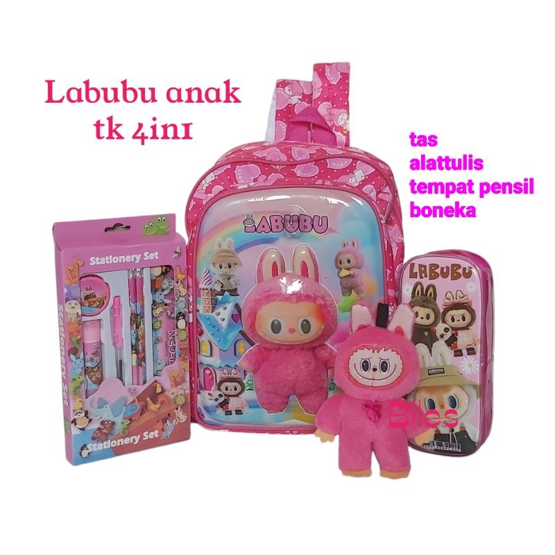 Jual Tas viral anak sekolah perempuan karakter boneka labubu gambar timbul 3d ada lampu led nya ...