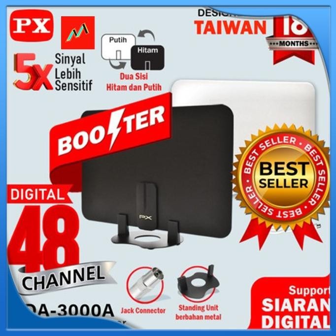 Jual BEBAS ONGKIR - Antena TV Dinding Digital Analog Indoor DVB T2 + Booster PX UDA-3000A ...