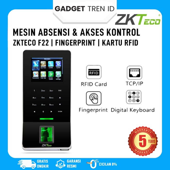 Jual Mesin Absensi Fingerprint & Kartu Zkteco F22 Bisa Akses Kontrol | Shopee Indonesia