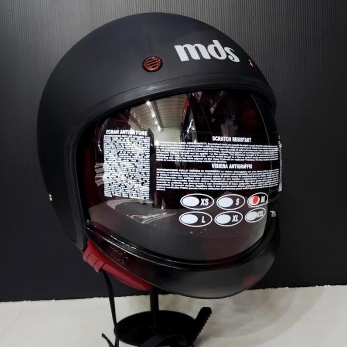 Jual Helm MDS Magnum Retro Classic Solid Black Doff [terbaik] | Shopee ...