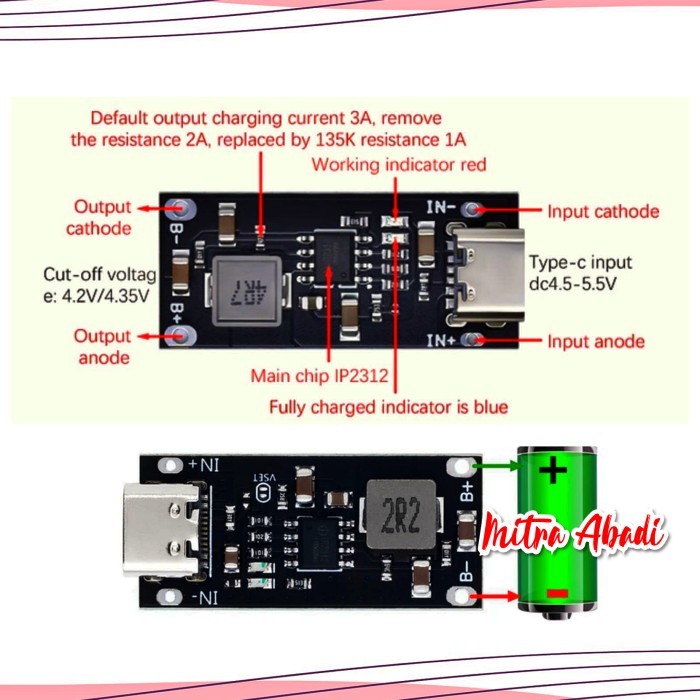 Jual Ip2312 3A Fast Charging Modul Baterai Lithium 18650 5V-4.2V Usb ...