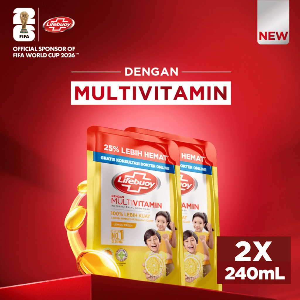 Jual Lifebuoy Sabun Mandi Cair Antibacterial Lemon Fresh 240ml x 2 pcs ...