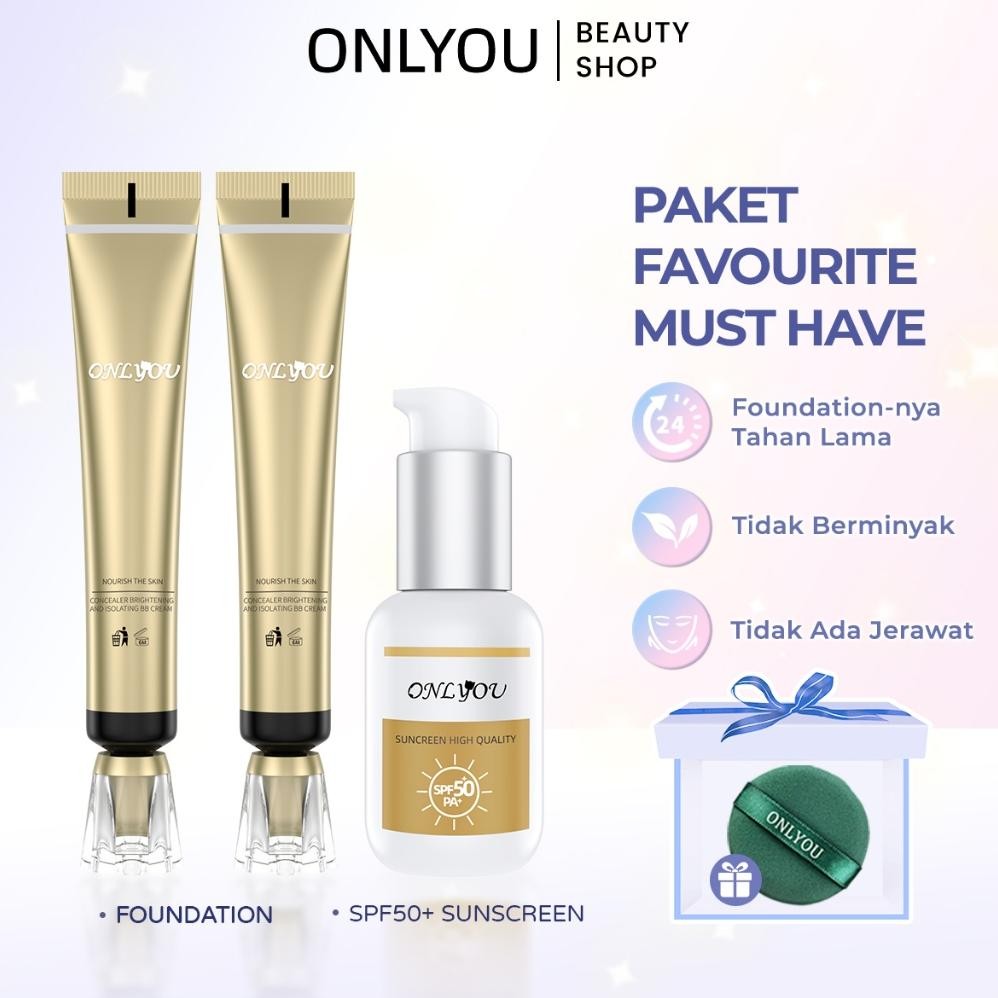 Jual Bpom4Pcs Onlyou Foundation+Sunscreen High Coverage Poreless ...