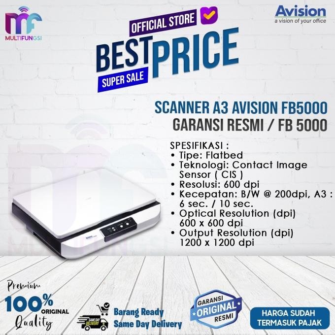Jual Scanner A3 Avision FB5000 Garansi Resmi / FB 5000 Garansi Resmi ...