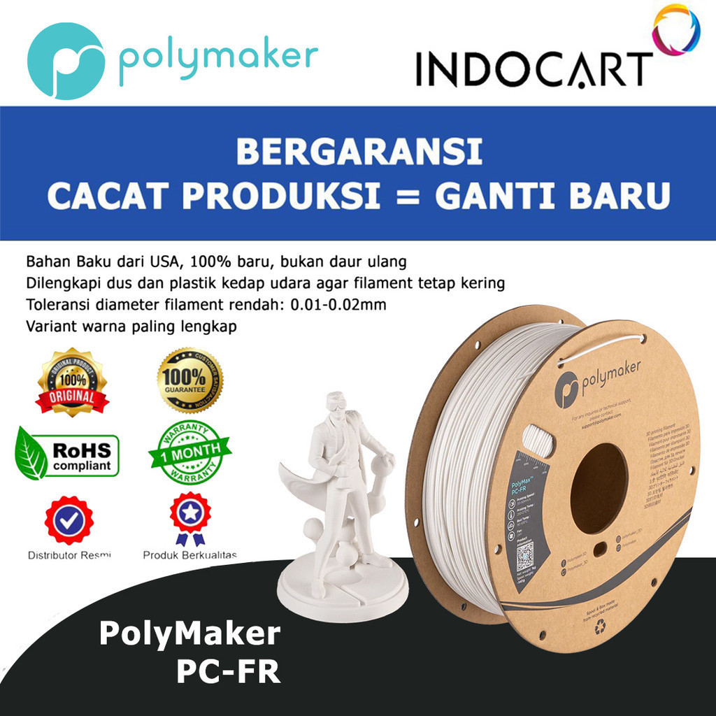 Jual IndoCart 3D Printer FILAMENT PolyMaker PolyMax PC FR PolyCarbonate Fire Retardant 1.75mm ...