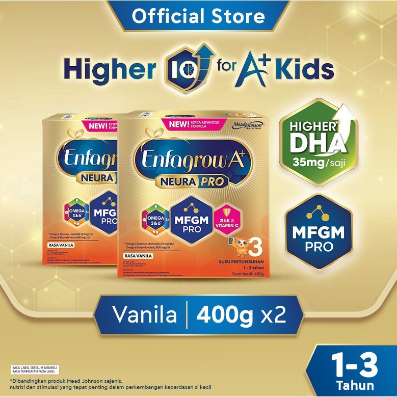 Jual Enfagrow A+ 3 Susu Formula Anak 1 - 3 Tahun Vanila 400 gr x 2 ...