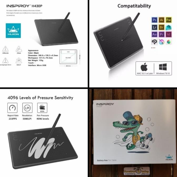 Jual HUION H430P GRAPHIC DRAWING TABLET DESIGN SIGNATURE OSU TABLET ...