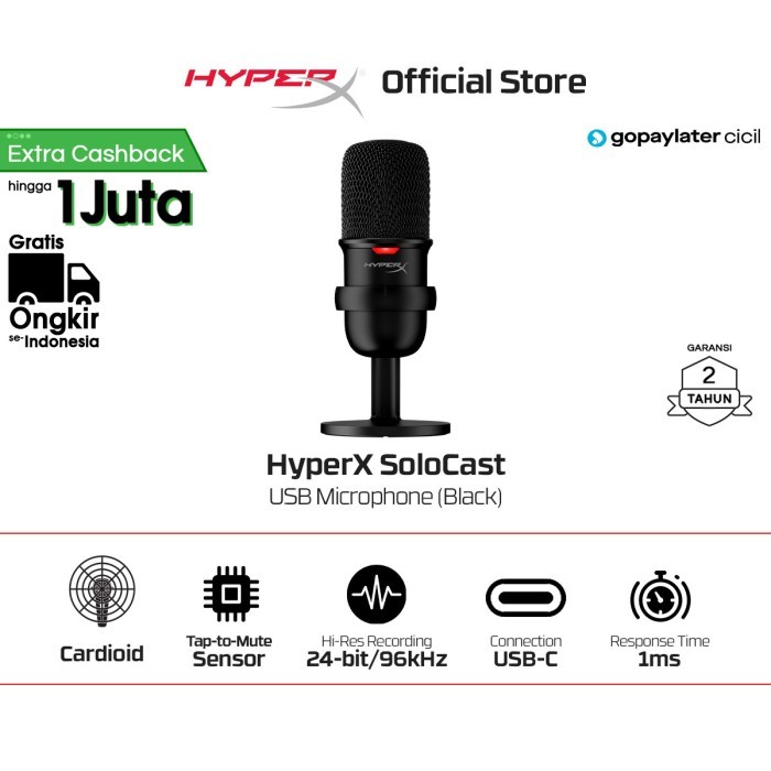 Jual HyperX Microphone Gaming SoloCast USB - Black | Shopee Indonesia