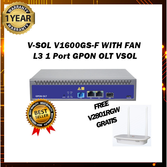 Jual V-SOL V1600GS-F WITH FAN L3 1 Port GPON OLT VSOL 128 USER AC+DC 12V POWER UPLINK 1 10G SFP+ ...