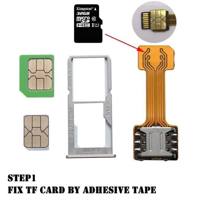 Jual Adaptor SIM Card Dual Slot Hybrid Universal dengan Port Kartu TF ...