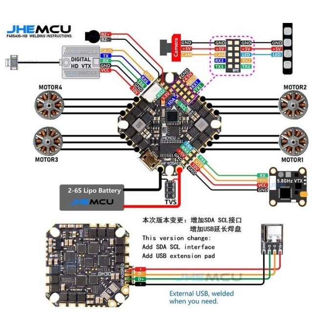 Jual Controller - Jhemcu Ghf405Aio-Hd F4 40A Bluejay 4In1 Esc 2-6S Osd ...