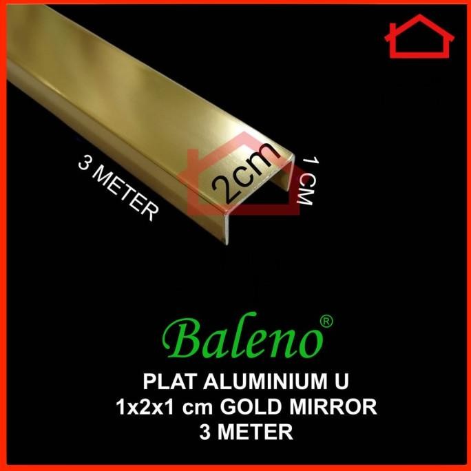 Jual PLAT ALUMINIUM LIST U GOLD MIRROR 10 X 20 X 10 MM / 1 X 2 X 1 CM ...