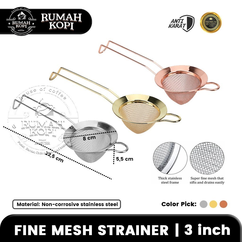 Jual Saringan Minuman Cocktail FINE MESH Strainer 3 inch Kerucut ...