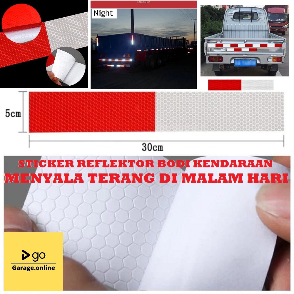 Jual Sticker reflektor Safety Reflective Stiker Mata Kucing Merah Putih ...